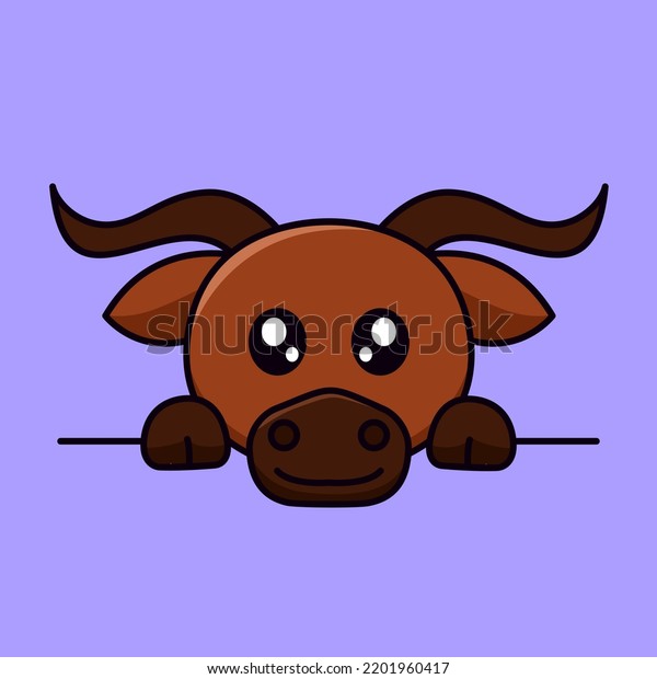 Vector Illustration Bull Chibi Animal Stock Vector (Royalty Free ...