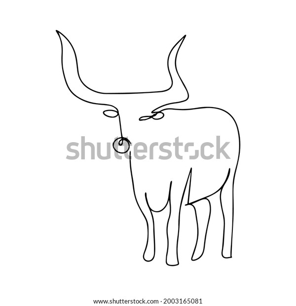 Vector Illustration Bull One Line Style Stock Vector (Royalty Free ...