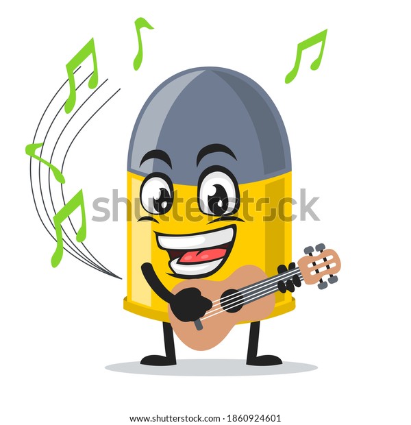 Vector Illustration Bullet Mascot Character Playing Stock Vector ...