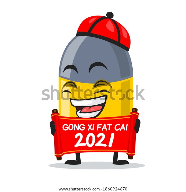 Vector Illustration Bullet Mascot Character Holding Stock Vector ...