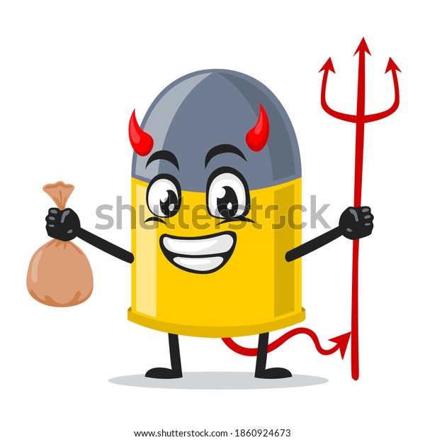 Vector Illustration Bullet Mascot Character Wearing Stock Vector ...