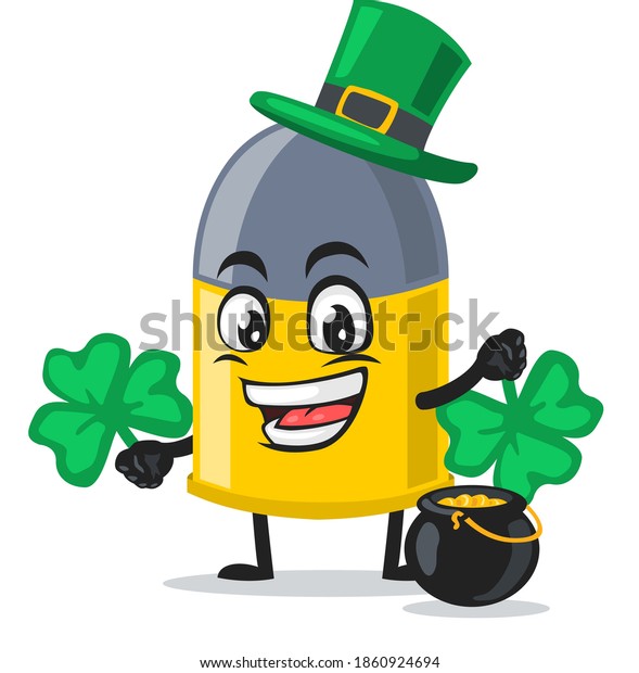 Vector Illustration Bullet Mascot Character Wearing Stock Vector ...