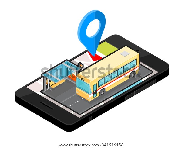 Vector Illustration Bus Station Route Locater: vetor stock (livre de ...