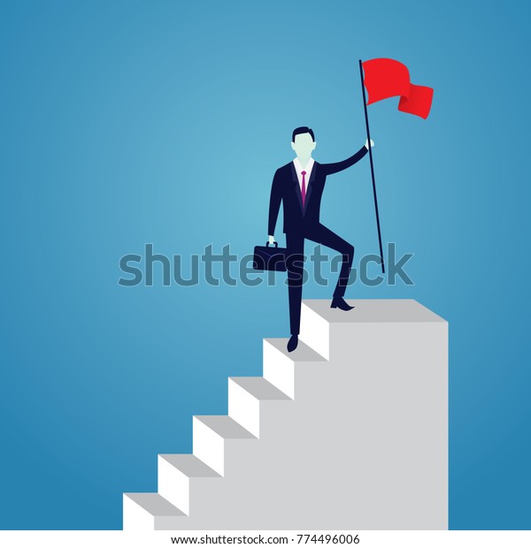 Vector Illustration Business Concept Businessman Conquer Stock Vector ...