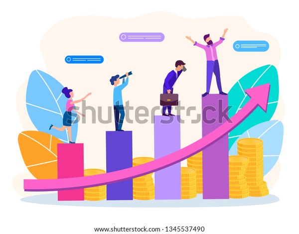 Vector Illustration Business Graphics Managers Climb Stock Vector ...