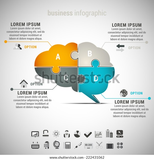 Vector Illustration Business Infographic Brain Made Stock Vector ...
