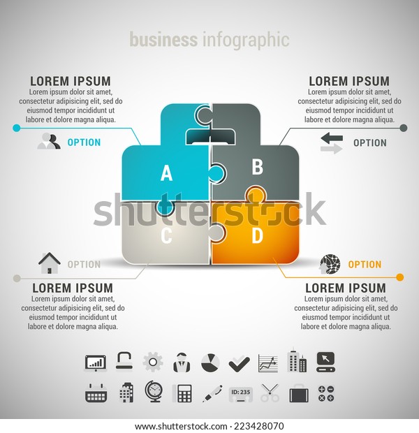 Vector Illustration Business Infographic Briefcase Made Stock Vector ...