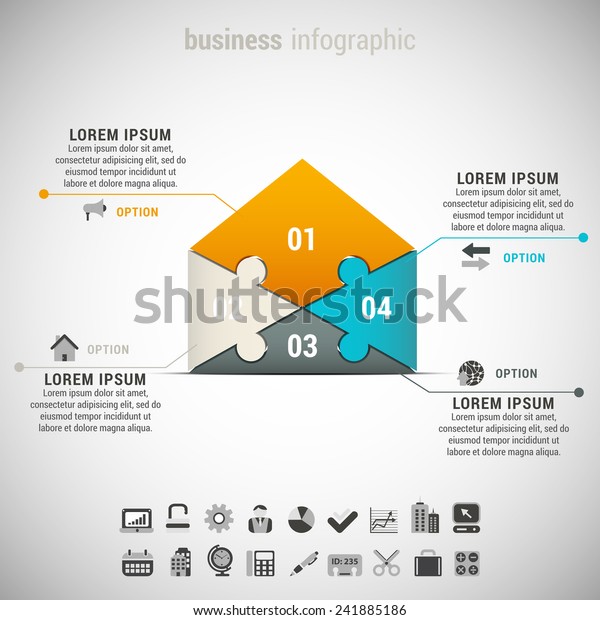 Vector Illustration Business Infographic Envelope Made Stock Vector ...