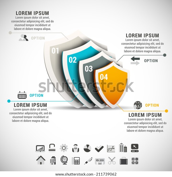 Vector Illustration Business Infographic Made Shields Stock Vector ...