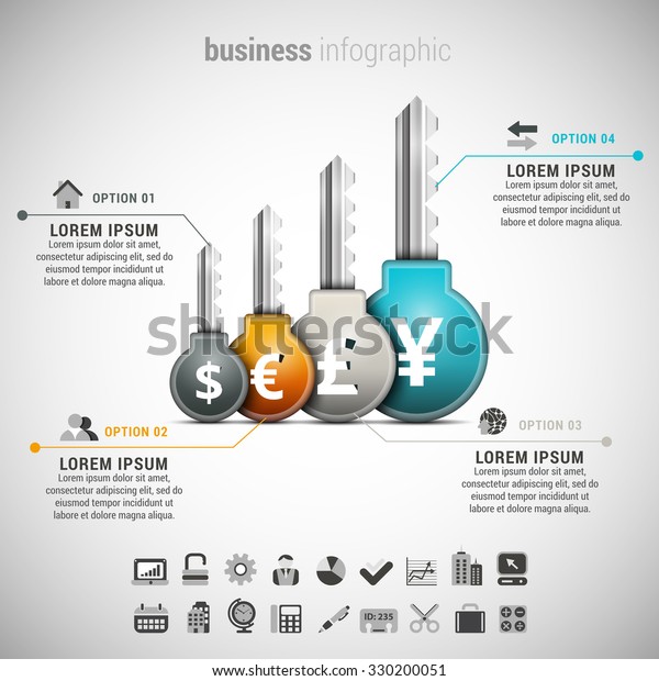 Vector Illustration Business Infographic Made Keys Stock Vector ...