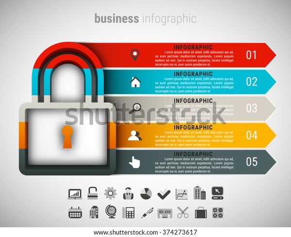 Vector Illustration Business Infographic Made Padlock Stock Vector ...