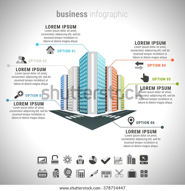Vector Illustration Business Infographic Made Buildings Stock Vector ...