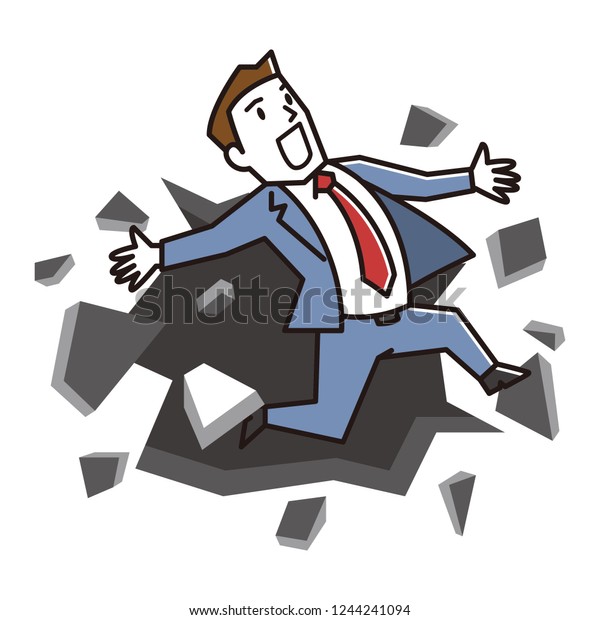 Vector Illustration Business Man Breaking Down Stock Vector (Royalty ...