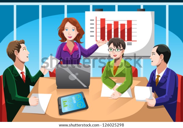 Vector Illustration Business People Having Discussion Stock Vector ...