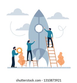 Vector Illustration Business Start Process Team Stock Vector (Royalty ...