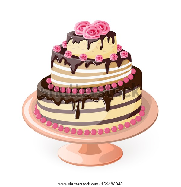 Vector Illustration Cake Tier Roses On Stock Vector (Royalty Free ...