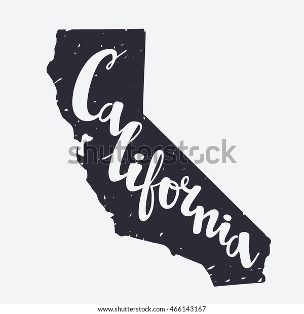Vector Illustration California Brush Lettering Silhouette Stock Vector ...
