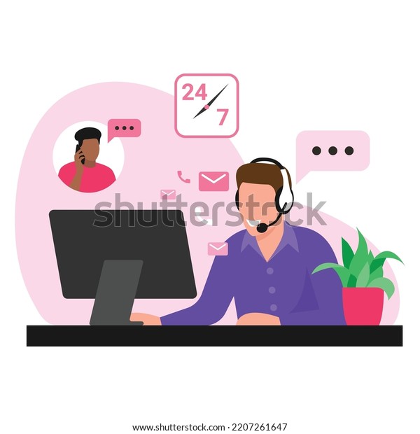 Vector Illustration Call Center Consultant Cartoon Stock Vector ...