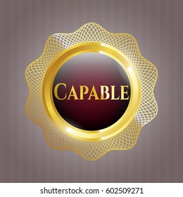 Vector Illustration Capable Golden Emblem Icon Stock Vector (Royalty ...
