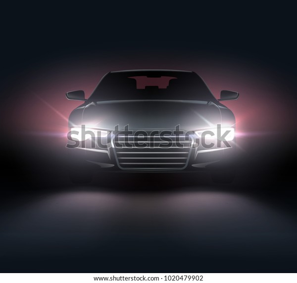 Vector Illustration Car Lights Realistic Composition Stock Vector ...
