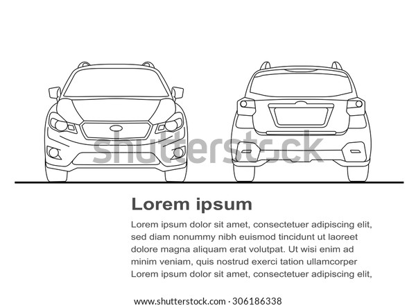 Vector Illustration Car Line Art Stock Vector (Royalty Free) 306186338