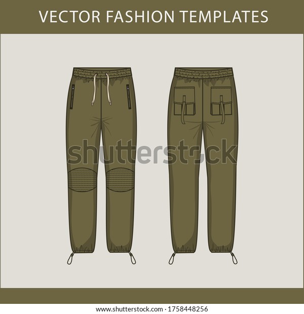 Vector Illustration Cargo Pants Front Back Stock Vector (Royalty Free ...