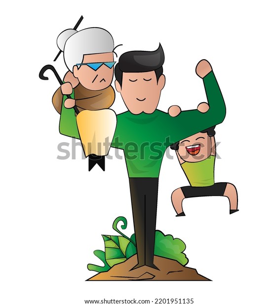 Vector Illustration Carry Children Parents Stock Vector (Royalty Free ...