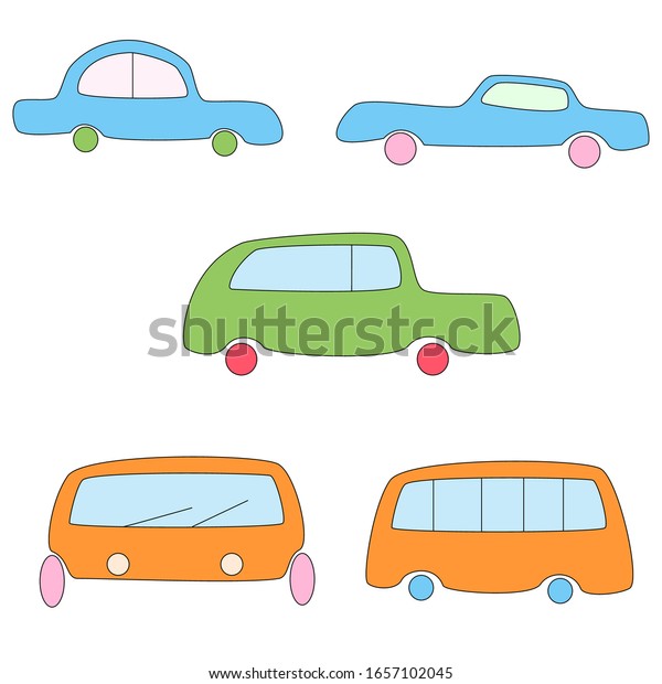 Vector Illustration Cars Elements Stickers Postcards Stock Vector ...