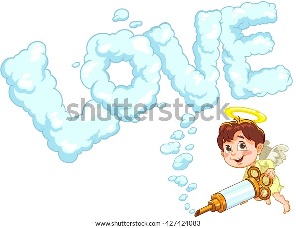 Vector Illustration Cartoon Angel Big Letters Stock Vector (Royalty ...