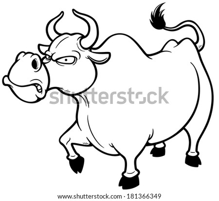 Vector Illustration Cartoon Angry Bull Coloring Stock Vector (Royalty ...