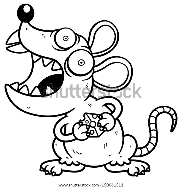 Vector Illustration Cartoon Angry Rat Coloring Stock Vector (Royalty ...