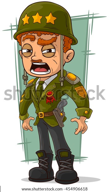 Vector Illustration Cartoon Army General Green Stock Vector (Royalty ...