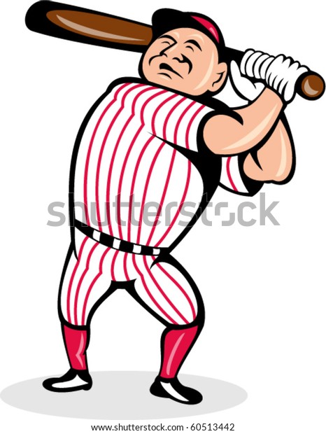Vector Illustration Cartoon Baseball Player Swinging Stock Vector ...