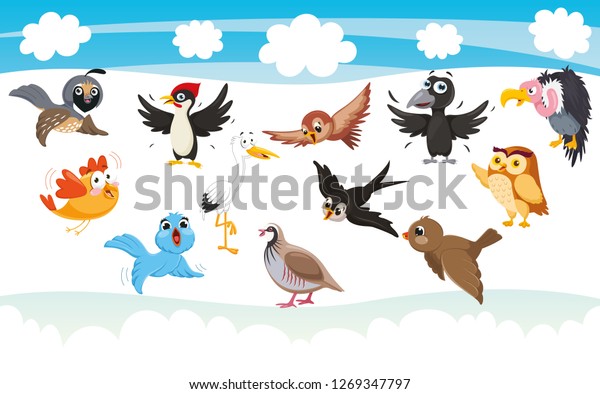 Vector Illustration Cartoon Birds Stock Vector (Royalty Free ...