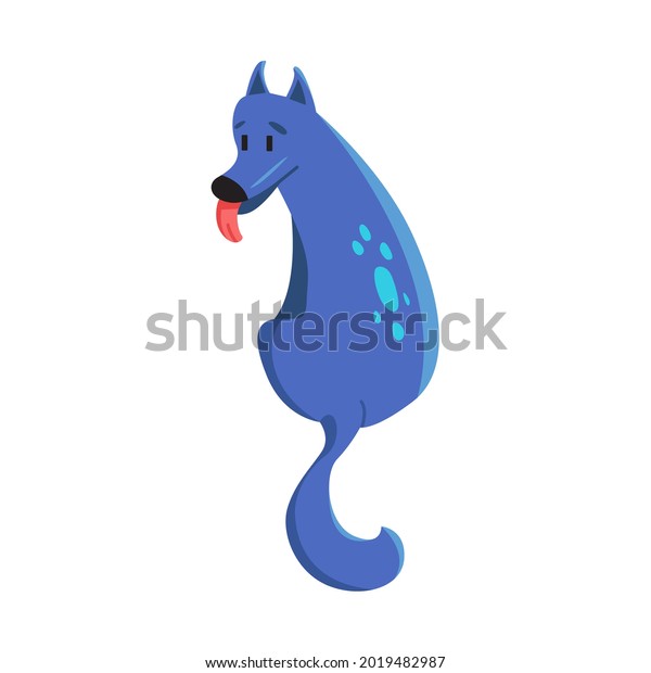 Vector Illustration Cartoon Blue Dog Shows Stock Vector (Royalty Free ...