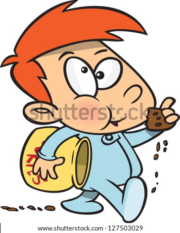 Vector Illustration Cartoon Boy Eating Cookie Stock Vector (Royalty ...