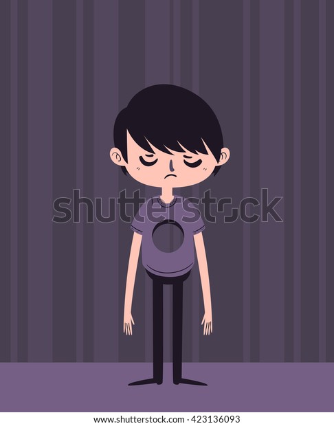 Vector Illustration Cartoon Boy Looking Sad Stock Vector (Royalty Free ...