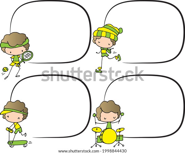 Vector Illustration Cartoon Boy Playing Musical Stock Vector (Royalty ...