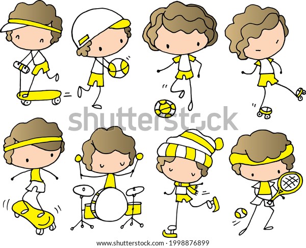 Vector Illustration Cartoon Boy Playing Musical Stock Vector (Royalty ...