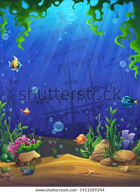 Vector Illustration Cartoon Bright Underwater Background Stock Vector ...