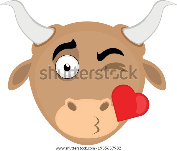 Vector Illustration Cartoon Bulls Head Wink Stock Vector (Royalty Free ...