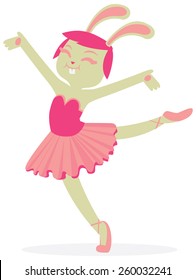 Vector Illustration Cartoon Bunny Dancing Ballet Stock Vector (Royalty ...