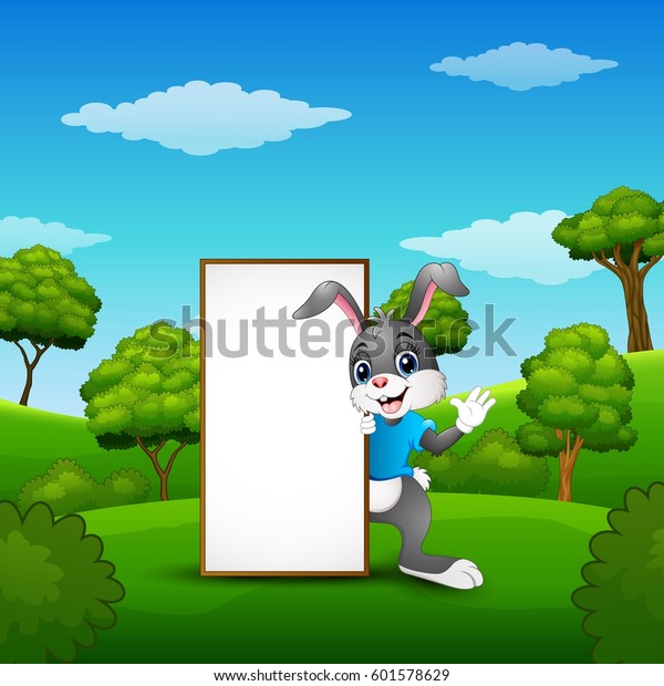 Vector Illustration Cartoon Bunny Waving Hand Stock Vector (Royalty ...