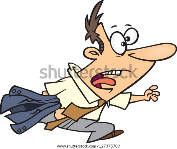 Vector Illustration Cartoon Business Man Running Stock Vector (Royalty ...