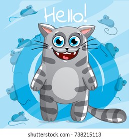 Vector Illustration Cartoon Cat Hello 스톡 벡터(로열티 프리) 738215113 ...