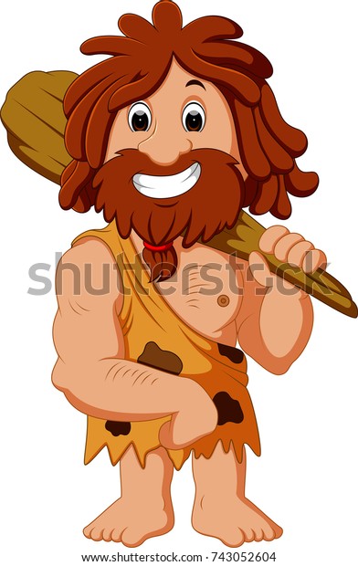 Vector Illustration Cartoon Caveman Smiling Stock Vector (Royalty Free ...