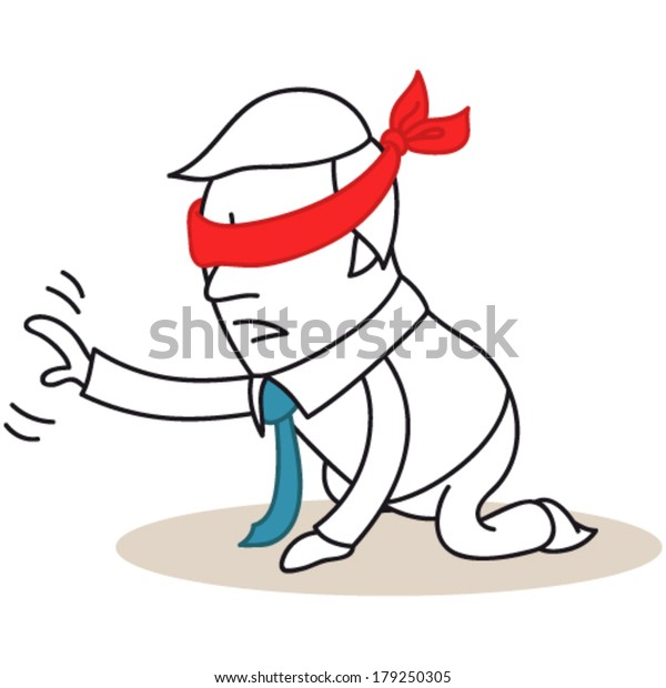 Vector Illustration Cartoon Character Blindfolded Businessman Stock ...