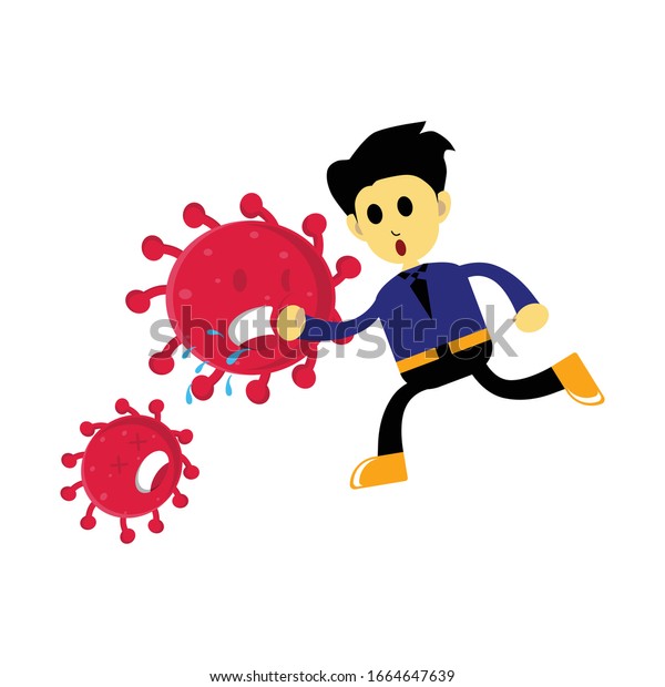 Vector Illustration Cartoon Character Fighting Virus Stock Vector ...