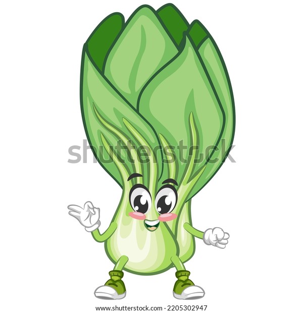 Vector Illustration Cartoon Character Lettuce Giving Stock Vector ...