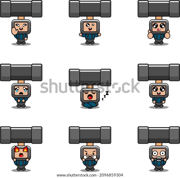 Vektorgrafik von Cartoon-Charakter Maskottchen Kostüm Set: Stock ...